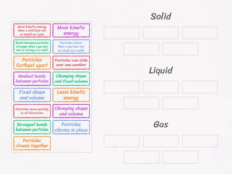 Solids, Liquids, Gases - Group sort