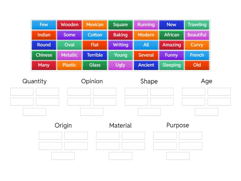 Adjective Word Sort - Group sort
