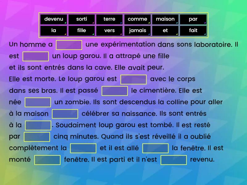 A1-A2. Les 14 verbes de la maison - Complete the sentence