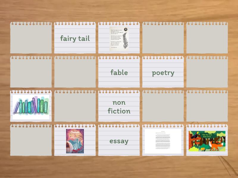 Memory game literary genres - Matching pairs