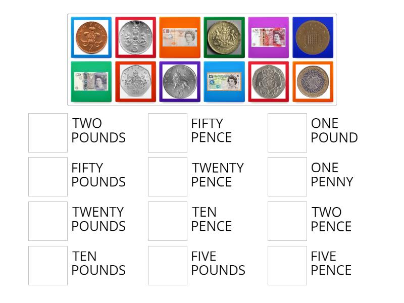BRITISH MONEY - Match up