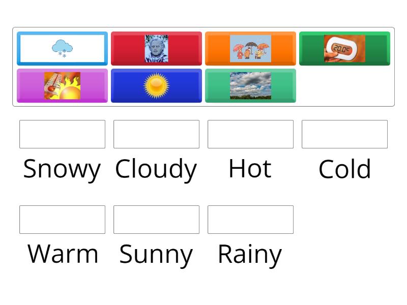Weather adjectives. - Match up