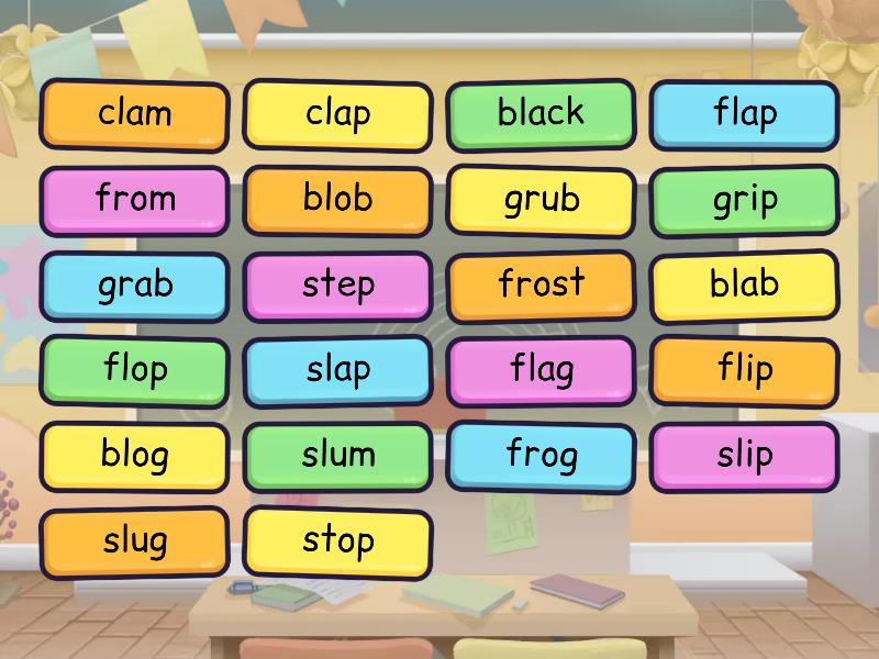 Phonics s, l and r blends words - Flip tiles