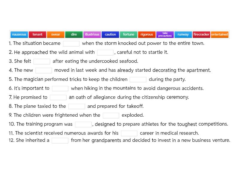 Chris's vocabulary 03.03 - Complete the sentence