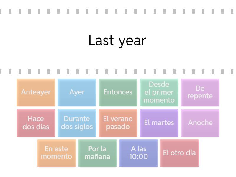 SP II El preterito palabras clave (meaning) - Find the match