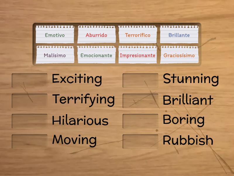 Descriptive adjectives exercise 2 - Match up