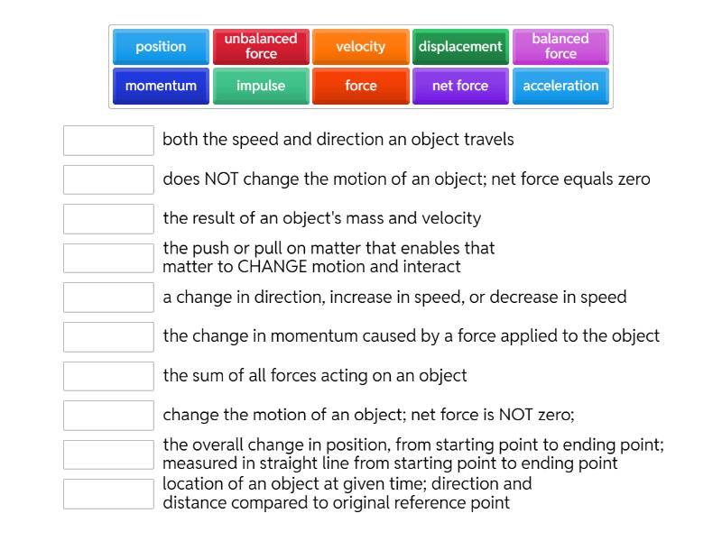 IPC Force and Motion - Match up