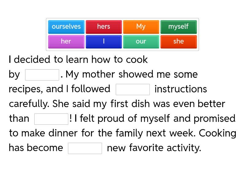 Personal Pronouns ONE (SAS CJ - X) - Complete the sentence