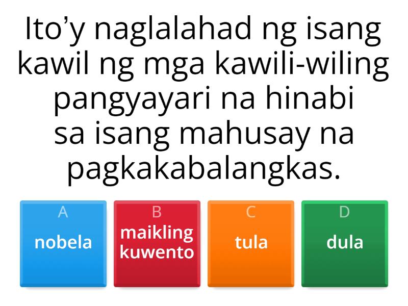 PANUTO: Piliin sa loob ng kahon ang tamang salitang naglalarawan sa ... PANUTO: Piliin sa loob ng kahon ang tamang salitang naglalarawan sa ...