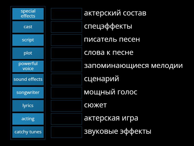 Spotlight 7, unit 7c, In the Charts - Match up