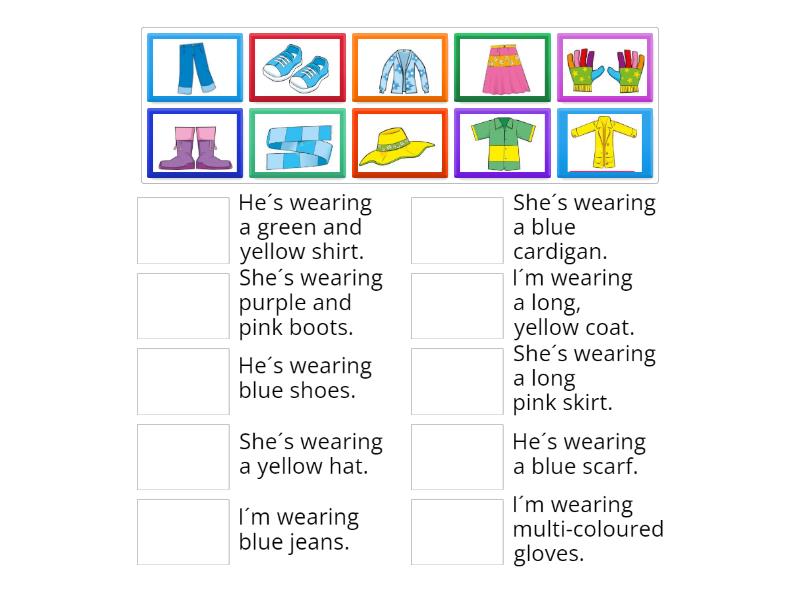 Clothes vocabulary sentences - Match up