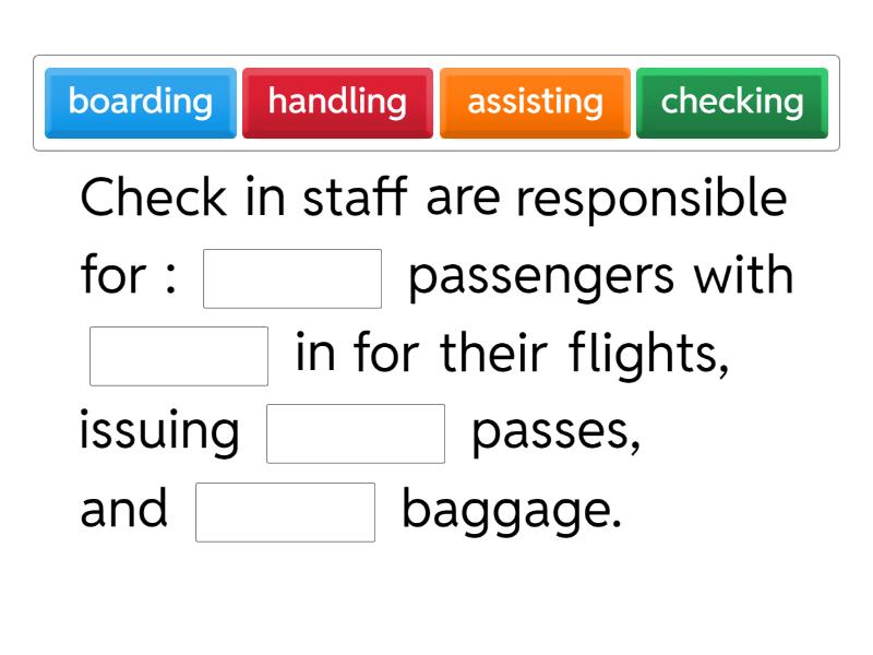 Jobs in airports - Complete the sentence