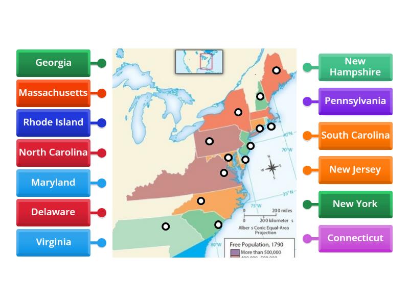 Labelled Diagram - 13 colonies - Diagrama con etiquetas