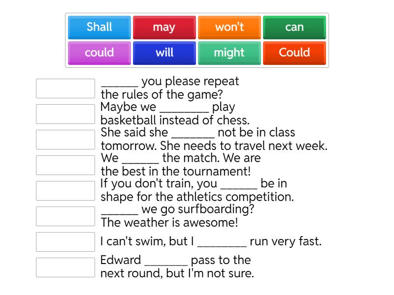 Modal Verbs - Match up