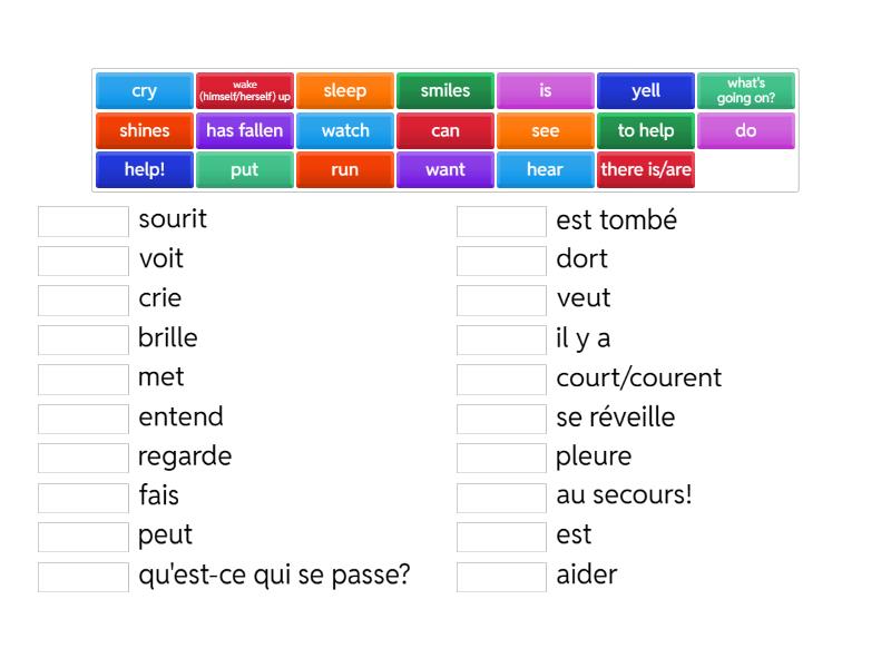 Le chat et la lune vocabulaire #1 - Match up