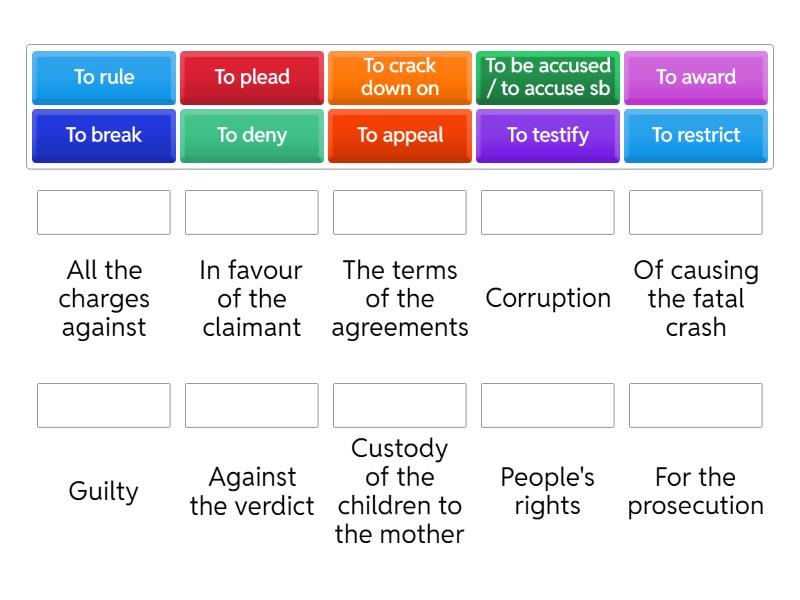 Roadmap B2+. Unit 2. Crime collocations - Match up