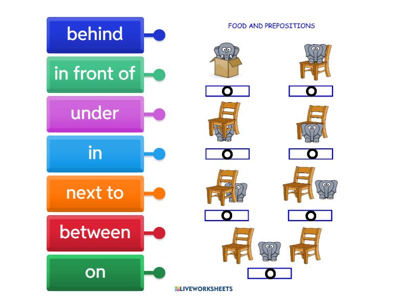 Prepositions chair with audio - Labelled diagram