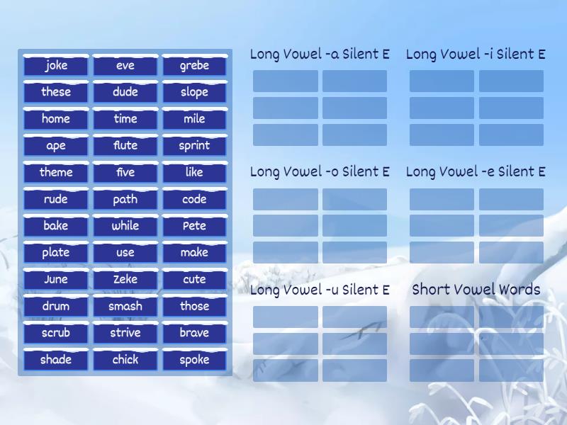 Long Vowel Silent E Sort - Group sort
