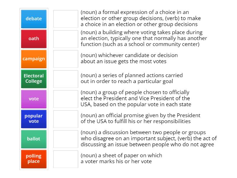 Election Vocabulary - Match up