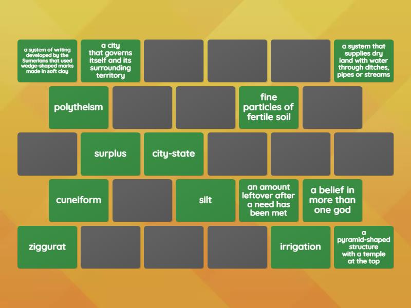 Chapter 4 Mesopotamia Vocabulary - Matching pairs