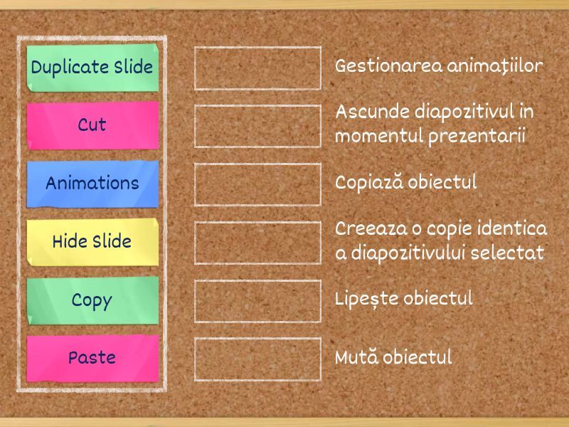 Elemente de baza in PowerPoint - Une las parejas