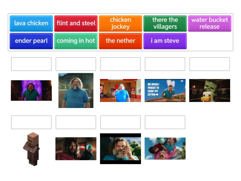 minecaft movie quiz - Match up