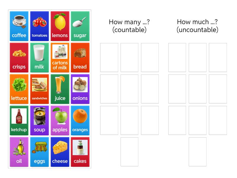 How much? How many? (countable and uncountable food nouns) - Ordenar ...