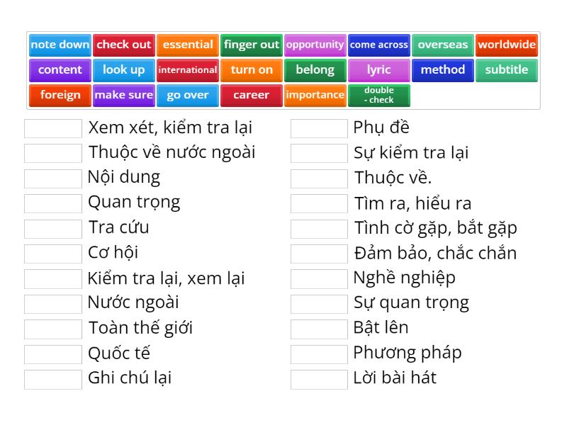 SMW-U1-REVIEW VOCAB - Match up