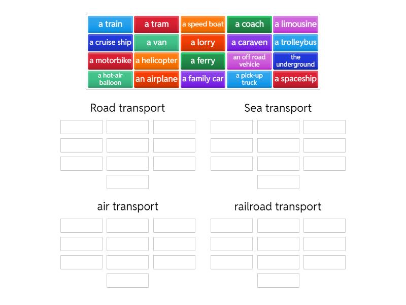 10th grade Unit-6 types of the transport - Group sort