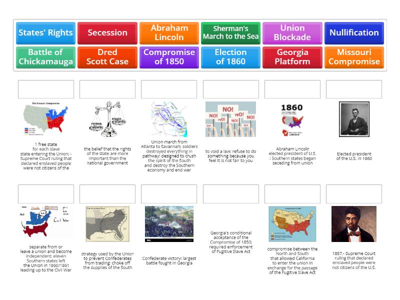 SS8H5 Civil War review lewis - Match up