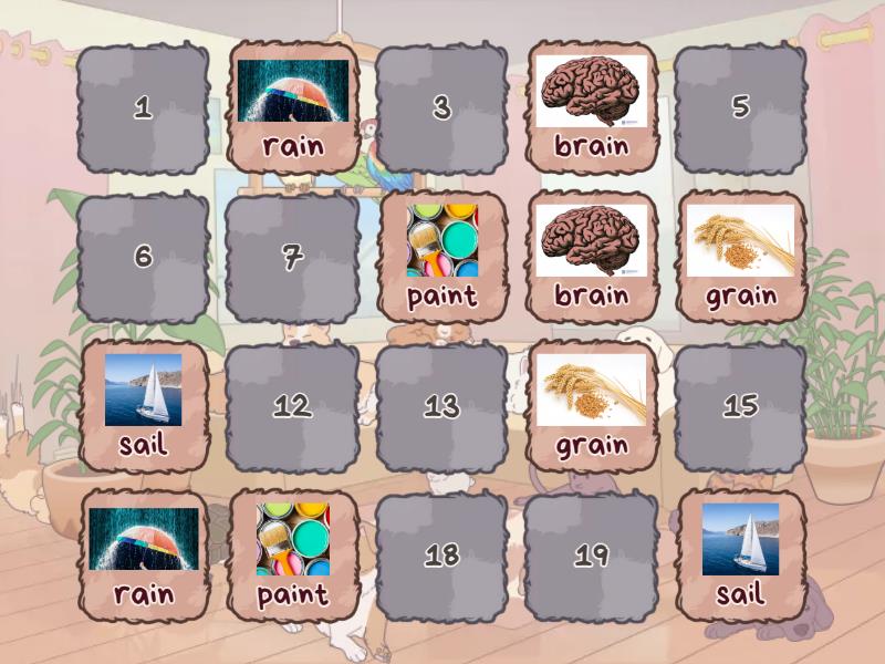 Vowel Pairs: ai // Memory Match Game - Matching pairs