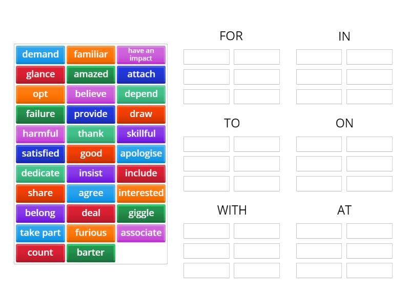 EGE dependent prepositions - Group sort