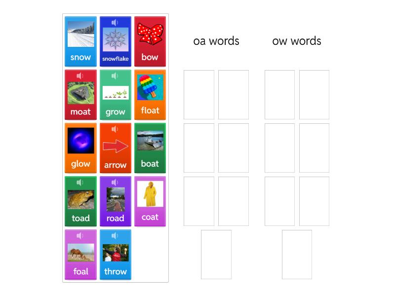 Oa and ow word sort - Group sort