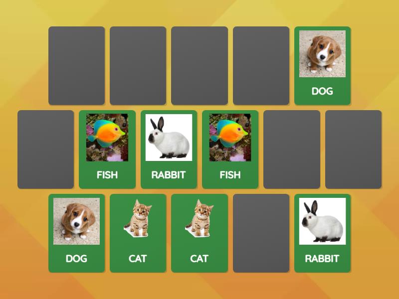 Pets Memory Game - Matching pairs