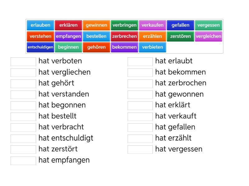 Schritte 2 L8 untrennbare Verben im Perfekt - Match up