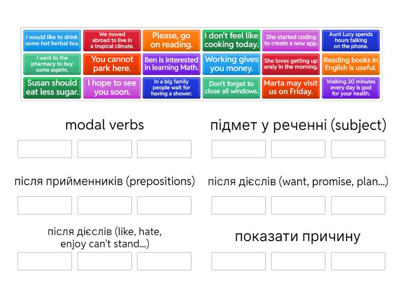 Roadmap A2+ unit 8C verb patterns - Group sort