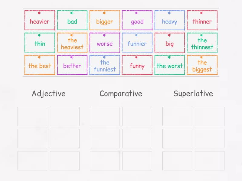 Comparative/Superlative adj - Group sort