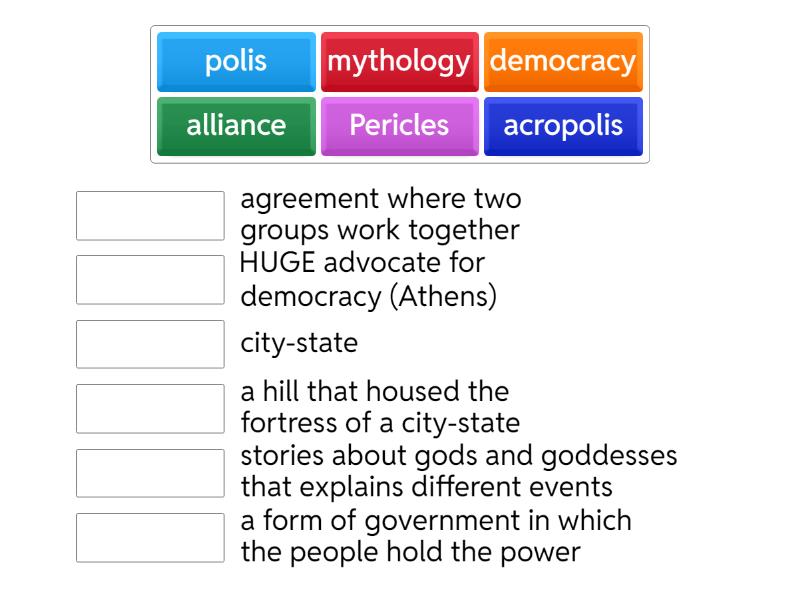 Ancient Greece Vocabulary - Match up
