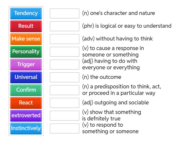 Vocabulary: Emotions - Match up