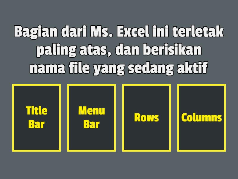 Mengenal Microsoft Excel kelas 7 - Quiz