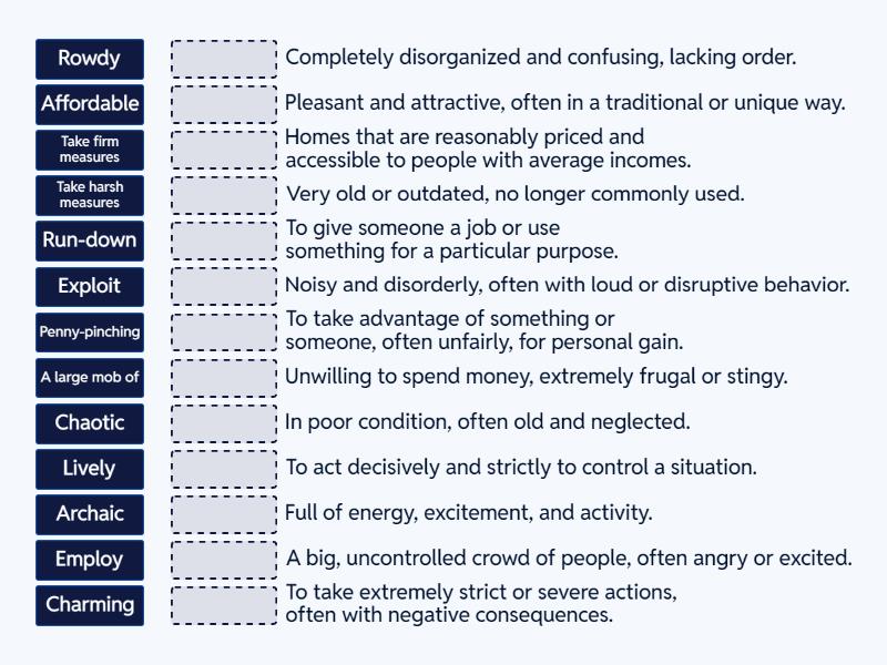 2C. Local issues - match the words to their definitions - Match up