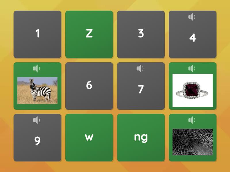 Phonics 5 (z,w,ng,v,oo,Oo) - Matching pairs