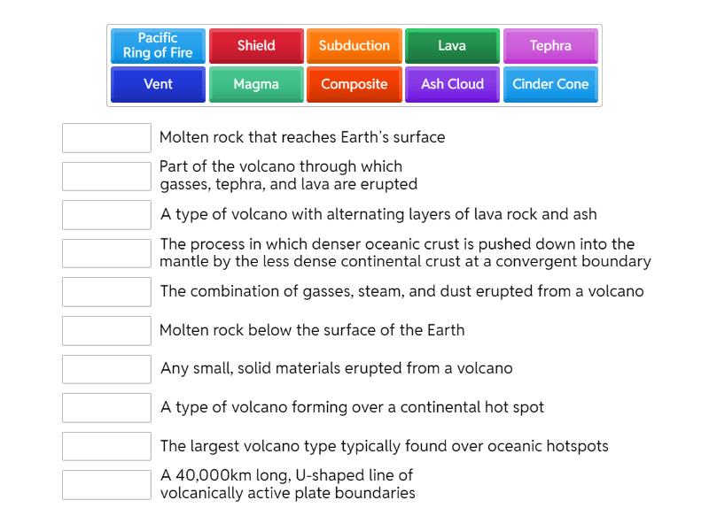 Volcano Vocab - Match up