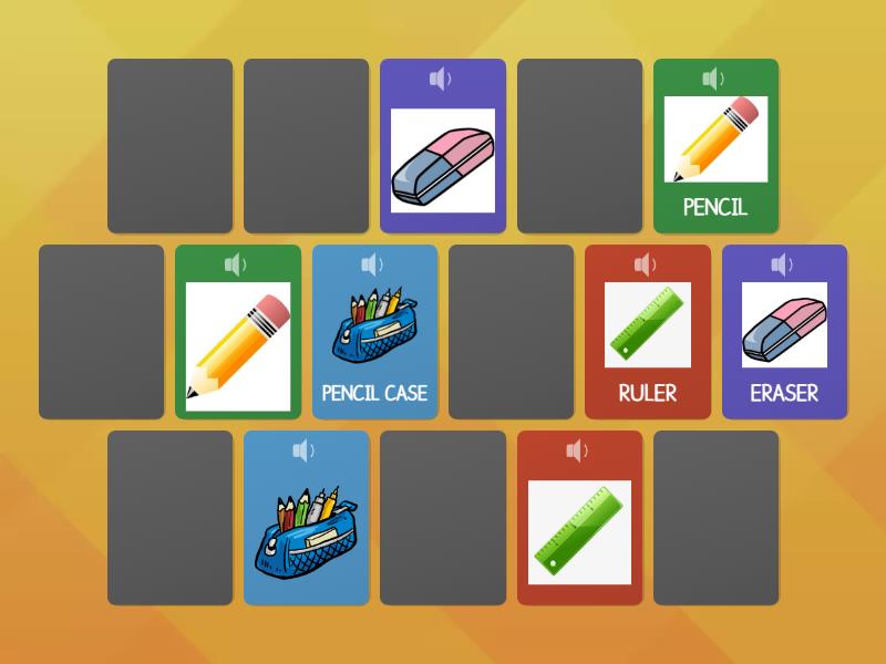 School objects - MEMORY GAME - Matching pairs