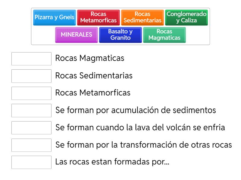LAS ROCAS Y LOS MINERALES - Match up