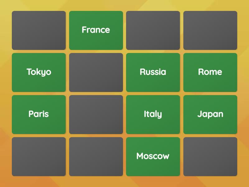 Countries and capital cities - Matching pairs