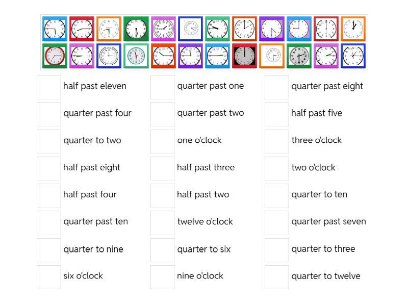 Copy of Telling Time_ Review_ Grade 2 - Match up