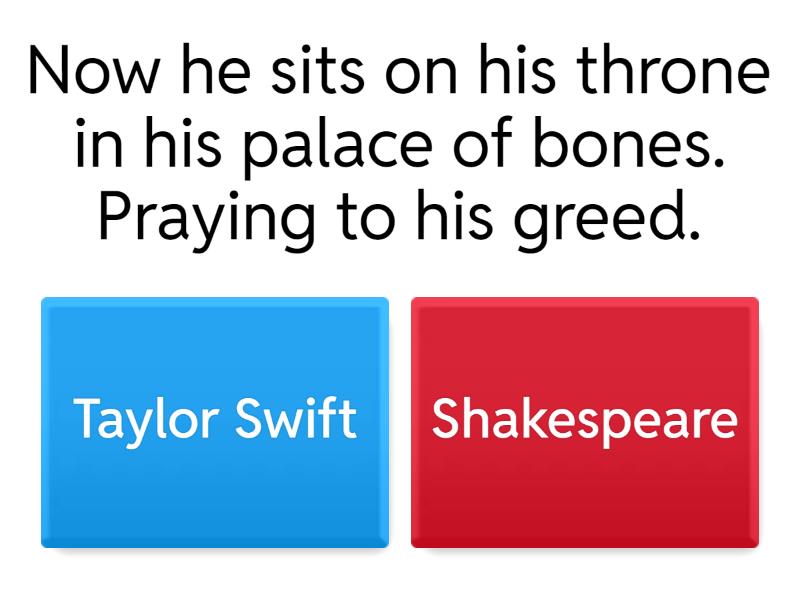 Taylor Swift ou Shakespeare - Quiz