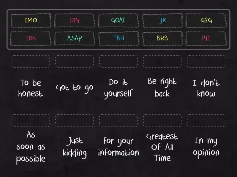 Abbreviations - Match up