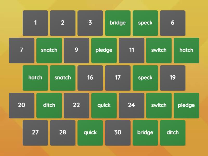tch, dge, ck - Matching pairs